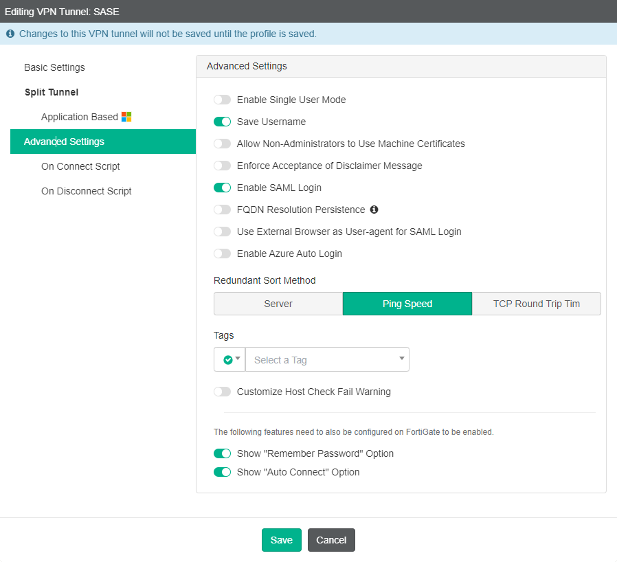Modifying remote access endpoint profile | FortiGate / FortiOS 7.2.5 | Fortinet Document Library